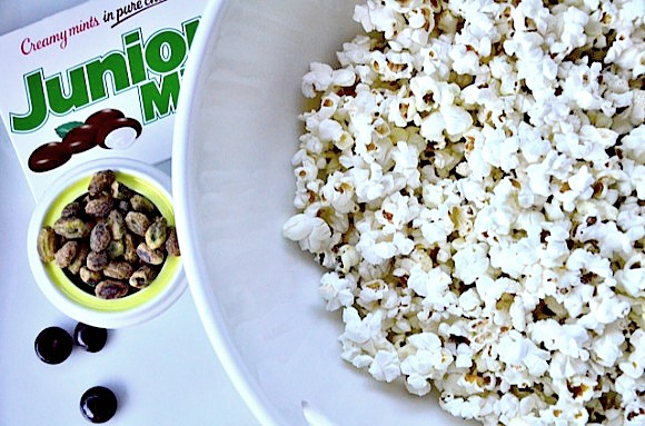 Popcorn with Junior Mints and Pistachios