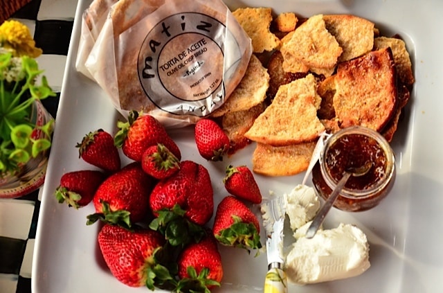 Homegrown Strawberries with Matez' Tortas de Aceite