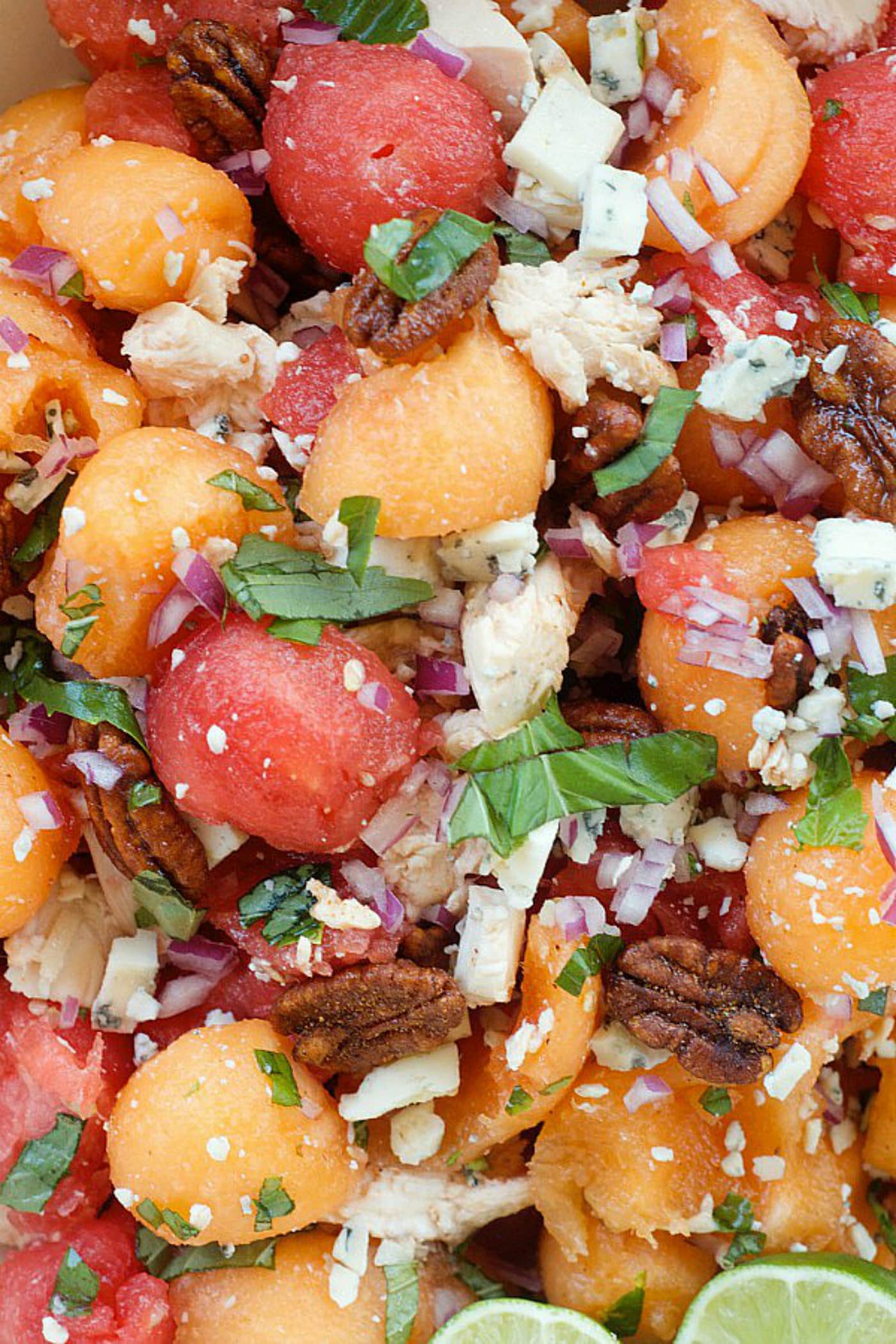 Easy Chicken Melon Salad Bowls - Reluctant Entertainer