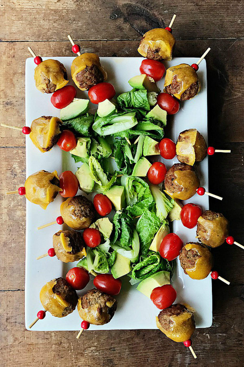 Avocado Cheeseburger Meatballs Appetizer - Reluctant Entertainer