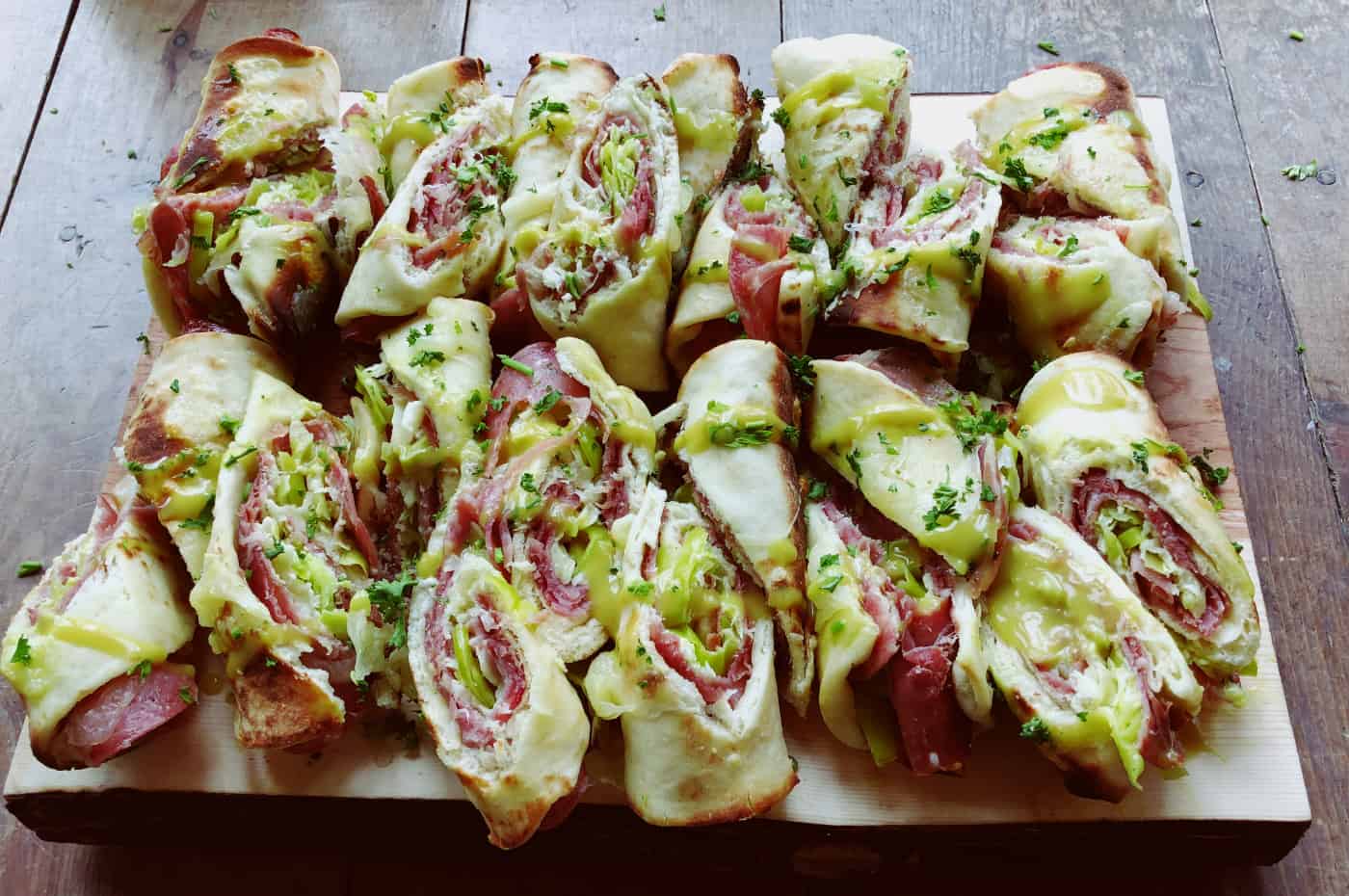 Rolled Flatbread Cubano Sandwich Recipe - Reluctant Entertainer