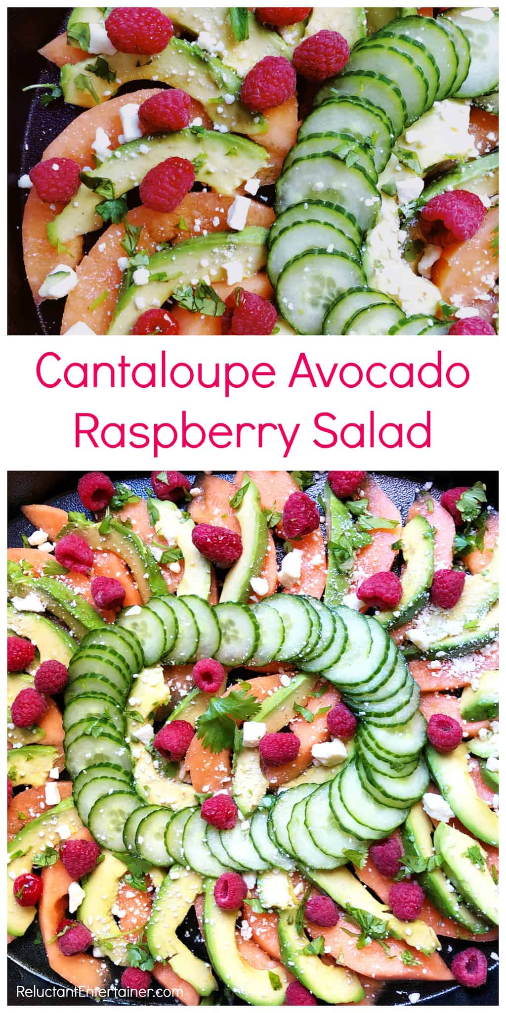 Cantaloupe Avocado Raspberry Salad - Reluctant Entertainer