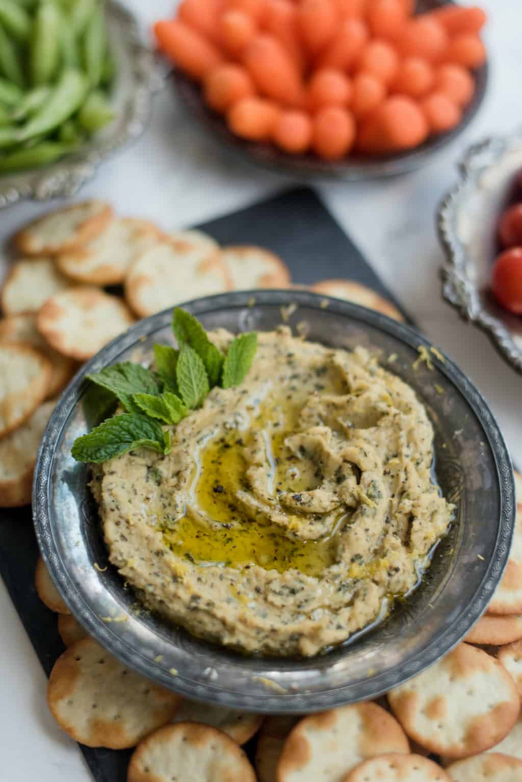 Fresh Mint Lemon Hummus Recipe - Reluctant Entertainer