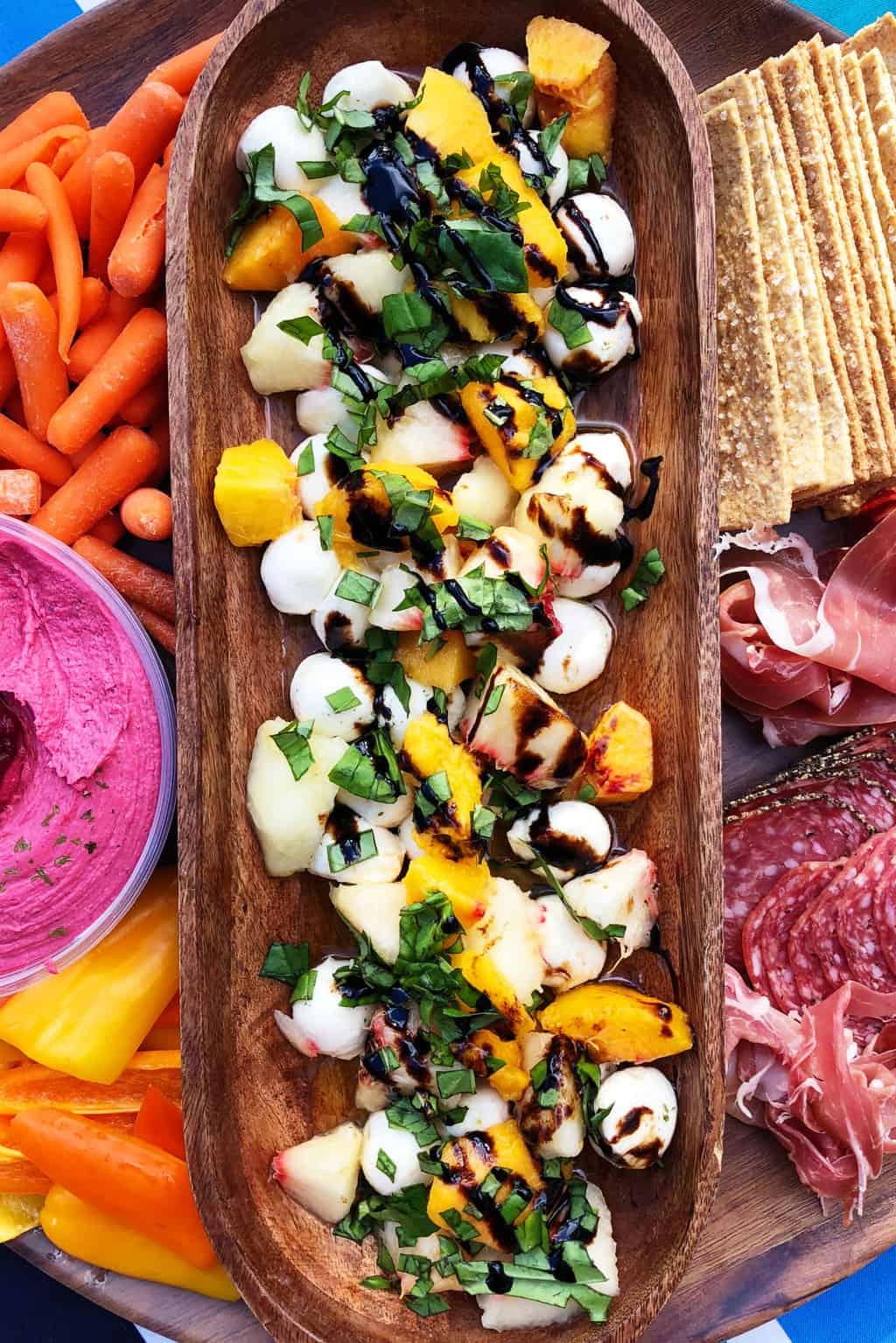 EASY Peach Caprese Salad Recipe - Reluctant Entertainer