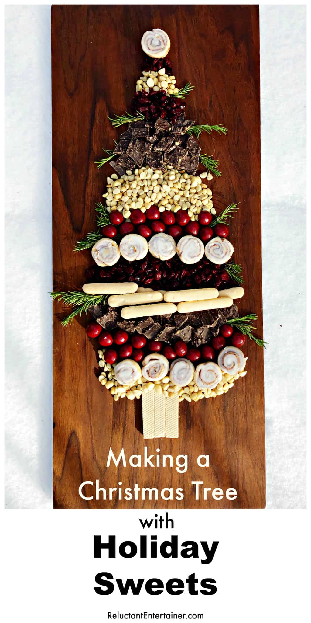 Making a Christmas Tree with Holiday Sweets - Reluctant Entertainer