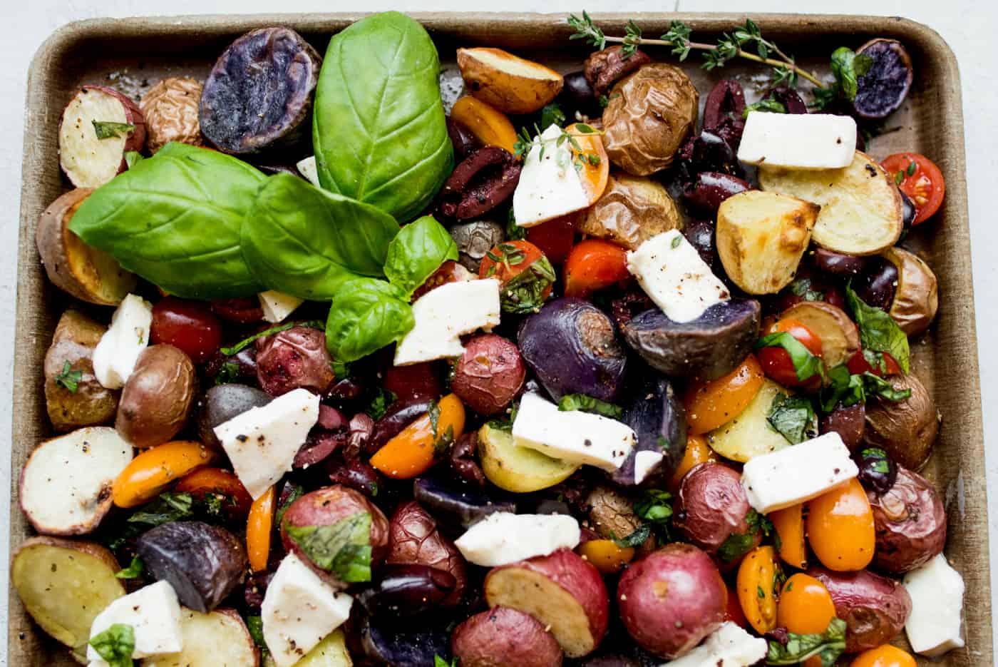 Roasted Lemon Thyme Balsamic Marble Potatoes - Reluctant Entertainer