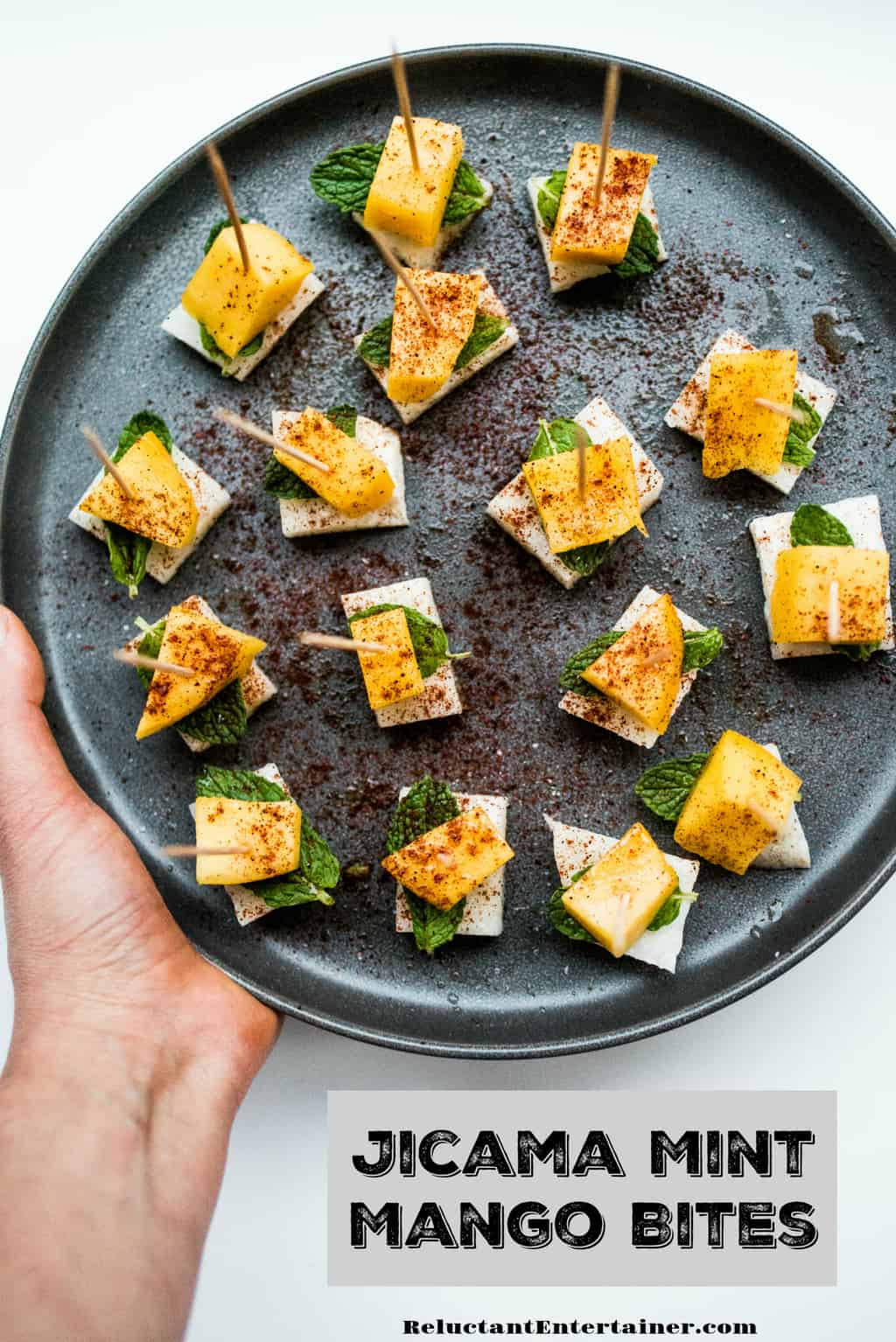 Jicama Mint Mango Bites Appetizer - Reluctant Entertainer