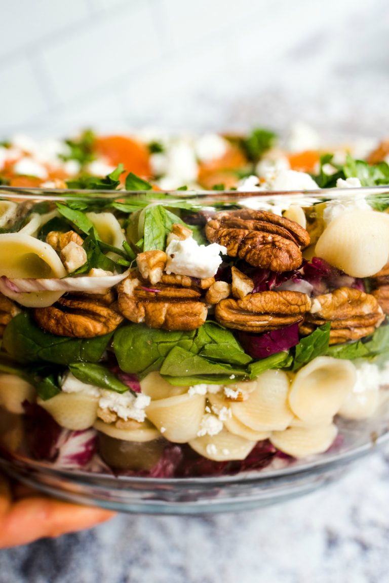 Mediterranean Pecan Pasta Salad - Reluctant Entertainer