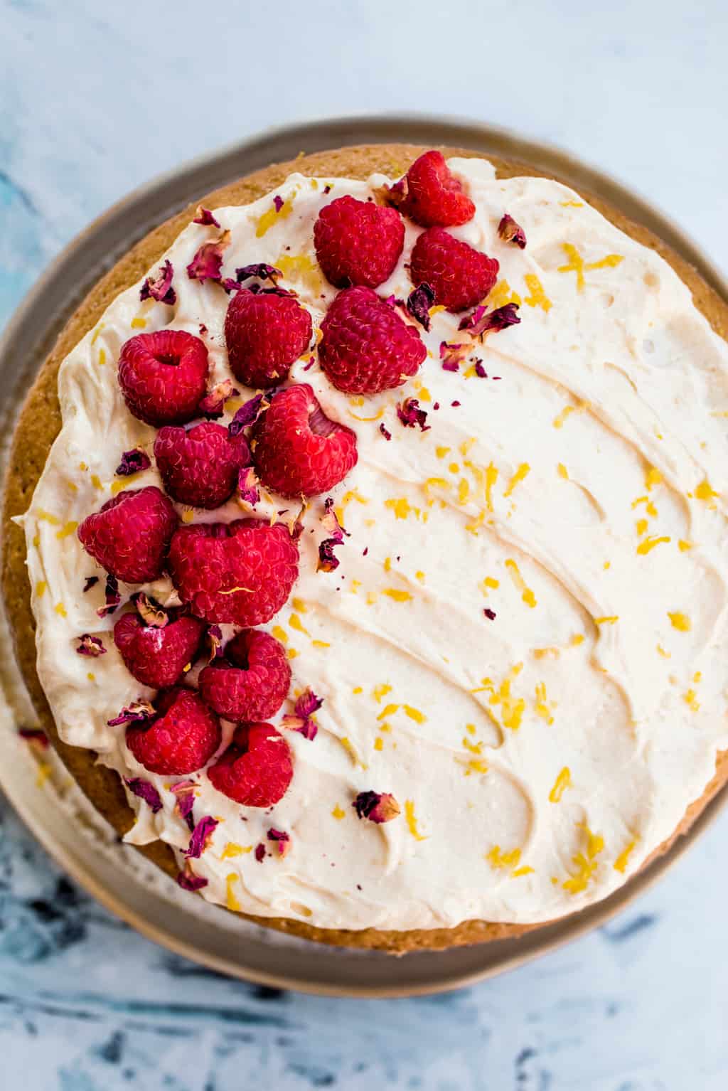 Vegan Cardamom Raspberry Cake - Reluctant Entertainer