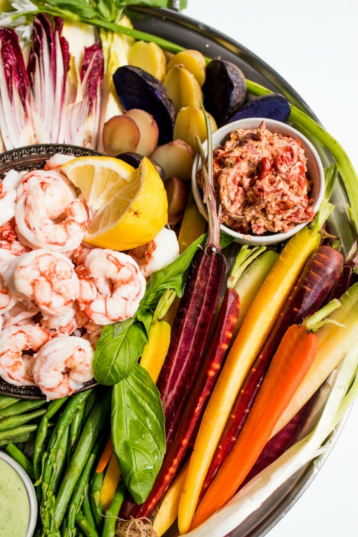 Poached Prawn Crudite Platter - Reluctant Entertainer