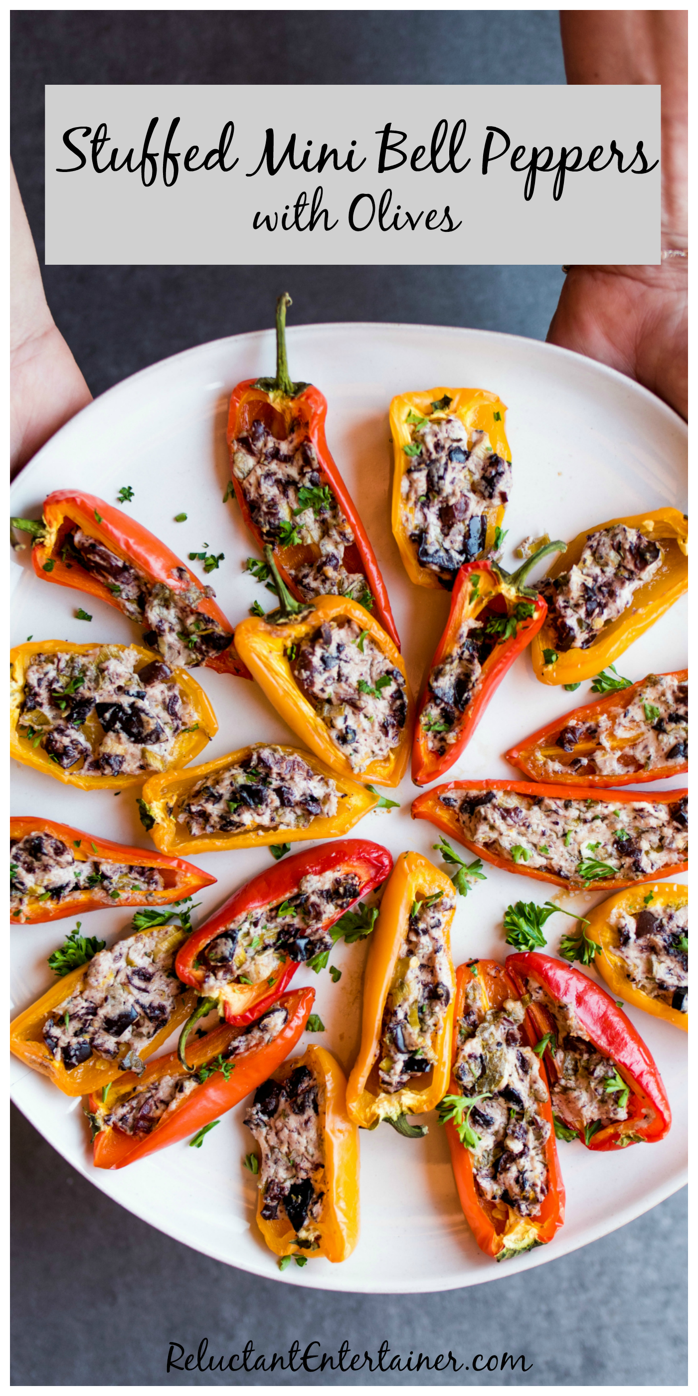Stuffed Mini Bell Peppers with Olives - Reluctant Entertainer