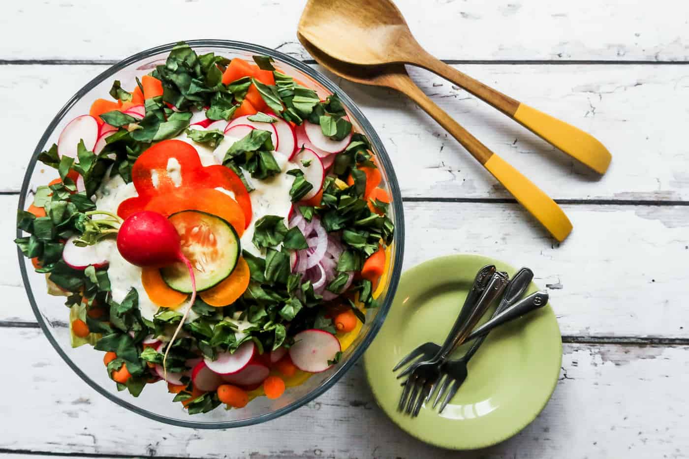 Summer Layered Vegetable Salad - Reluctant Entertainer