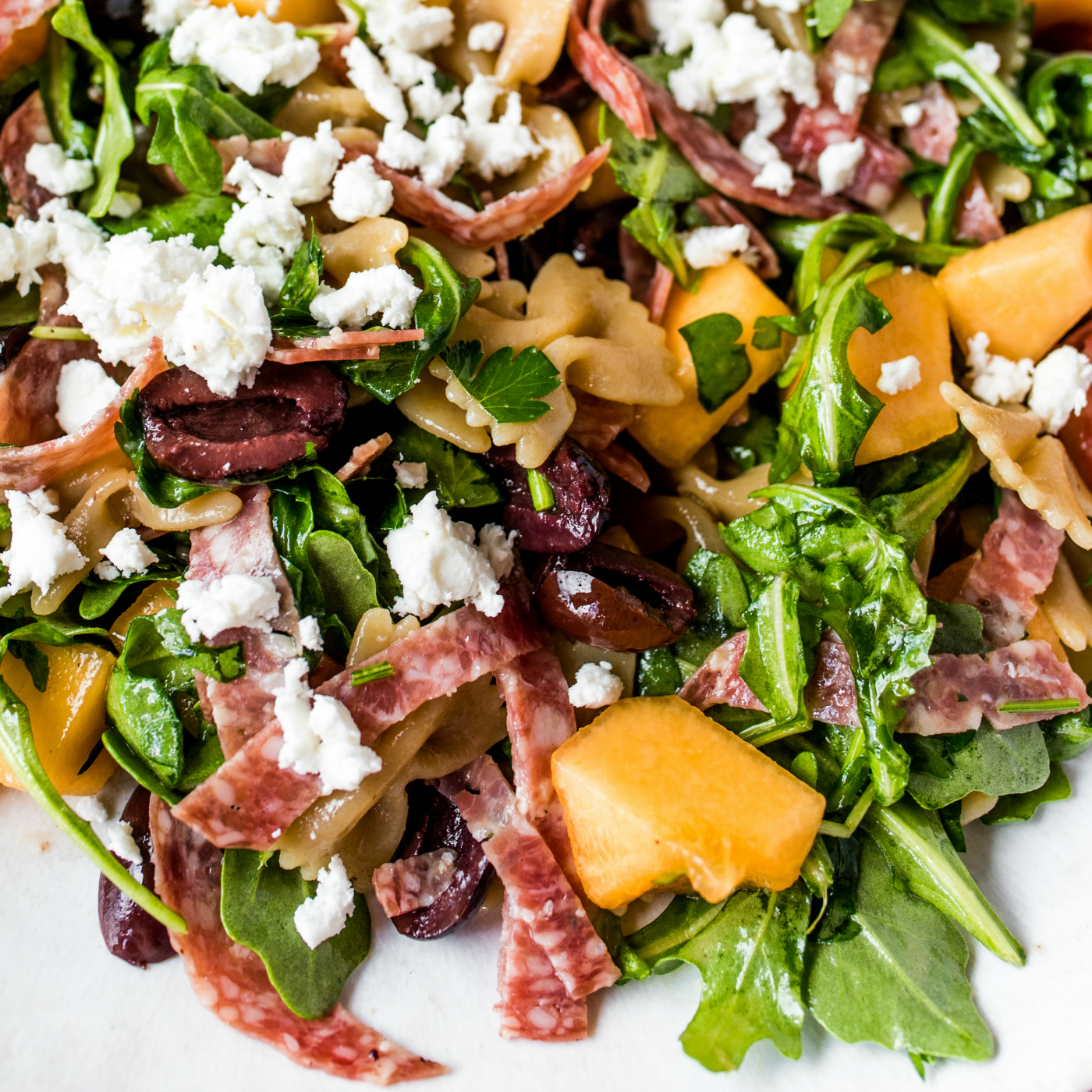 Melon Bowtie Pasta Salad Recipe - Reluctant Entertainer