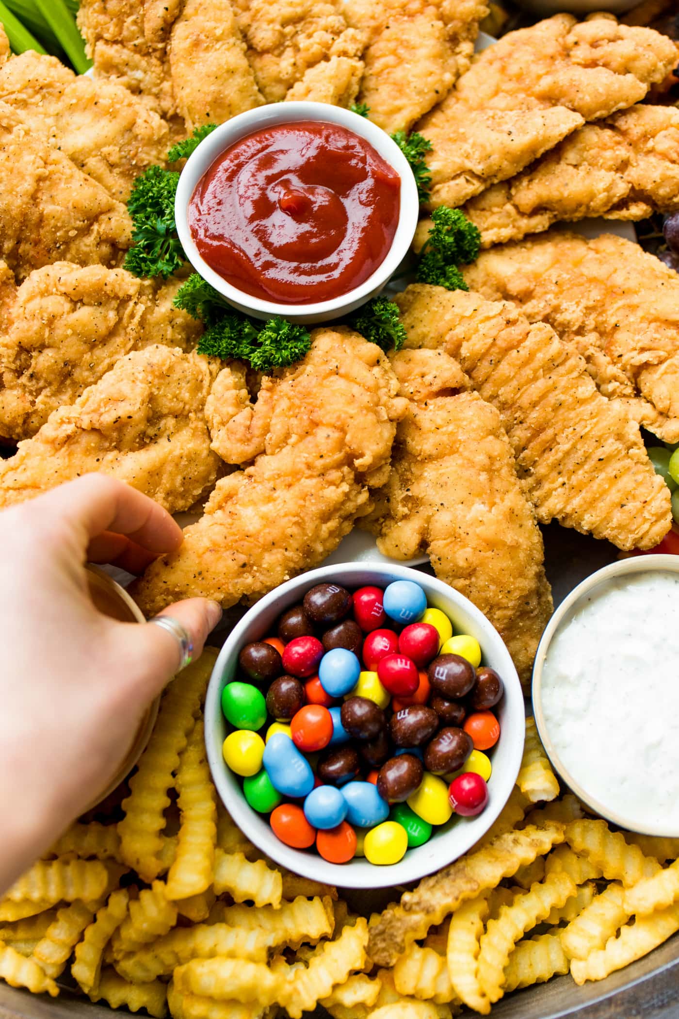 Epic Chicken Strips Dinner Board - Reluctant Entertainer