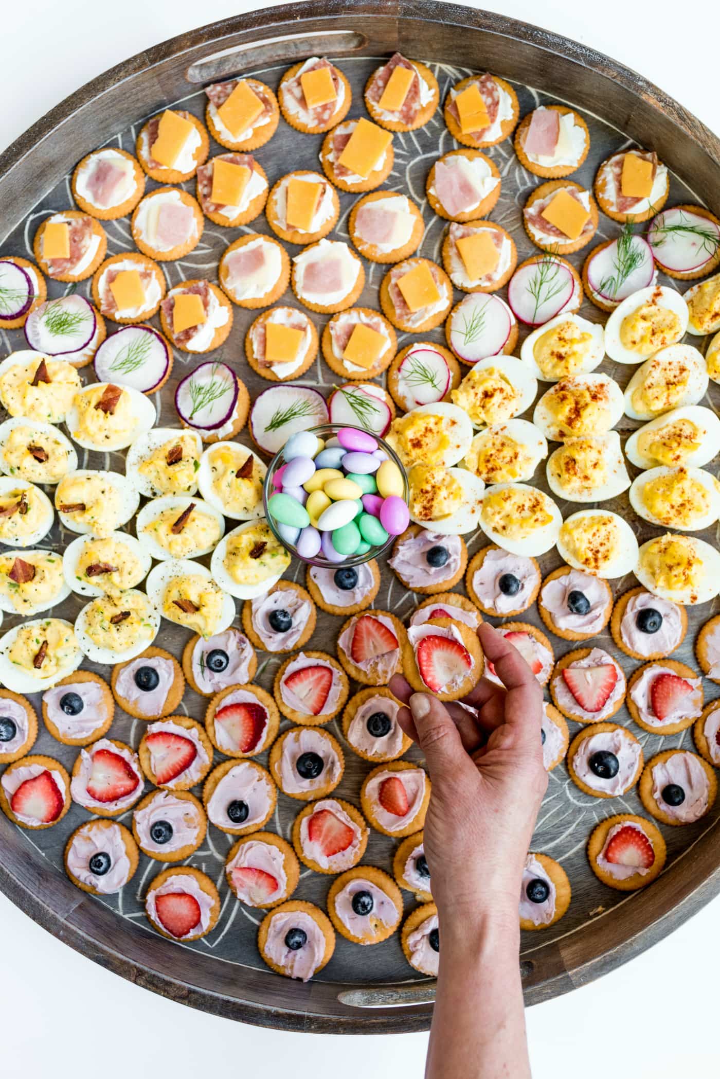 Deviled Egg Snack Board (Easter Charcuterie Board) - Reluctant Entertainer