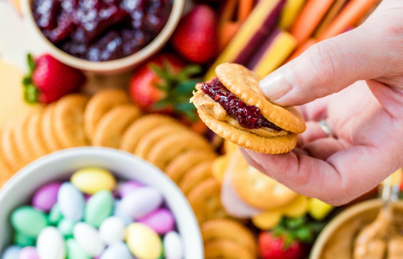 Ritz Cracker Easter Snack Board - Reluctant Entertainer