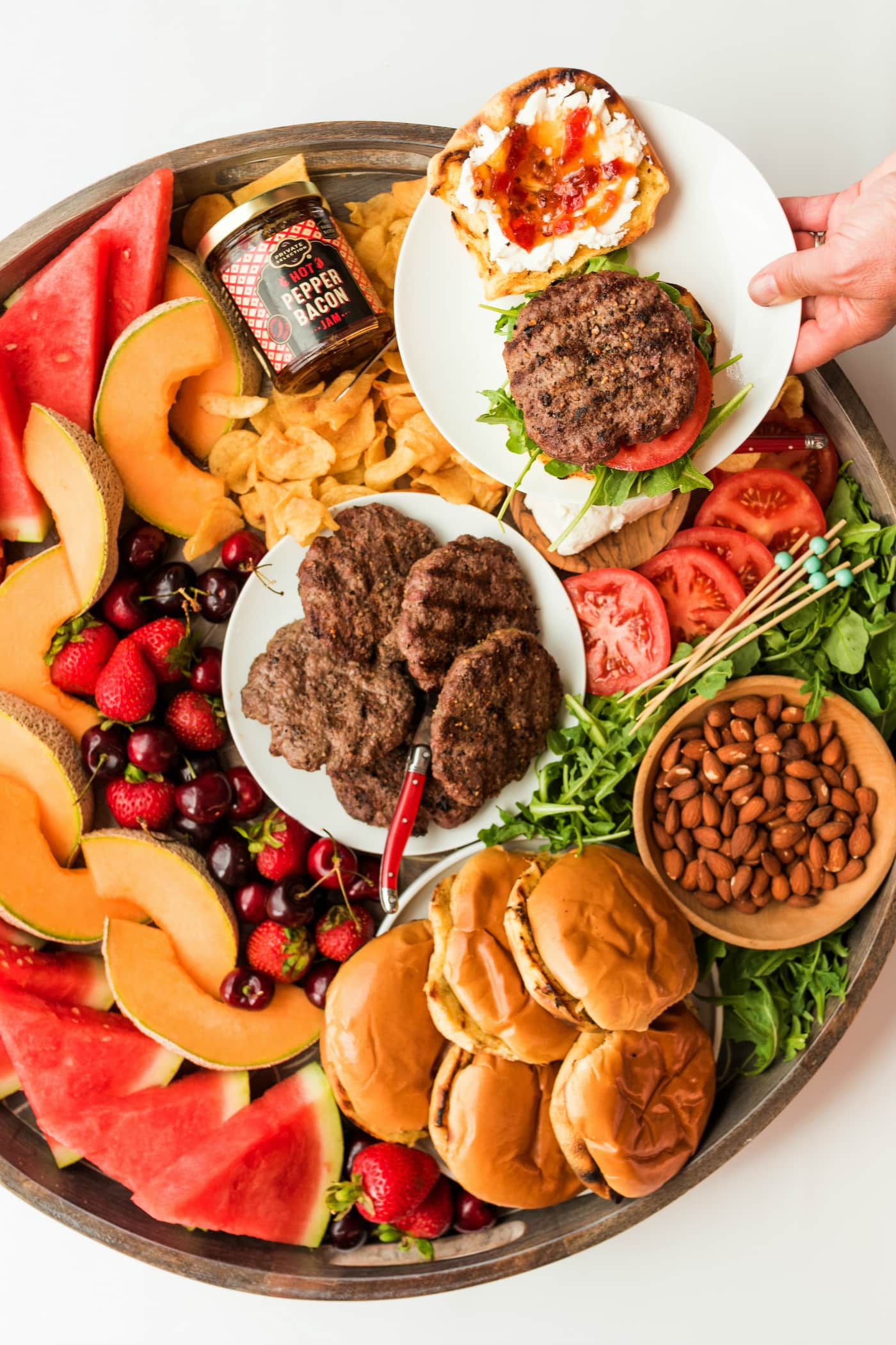 Arugula Goat Cheese Burger Board - Reluctant Entertainer