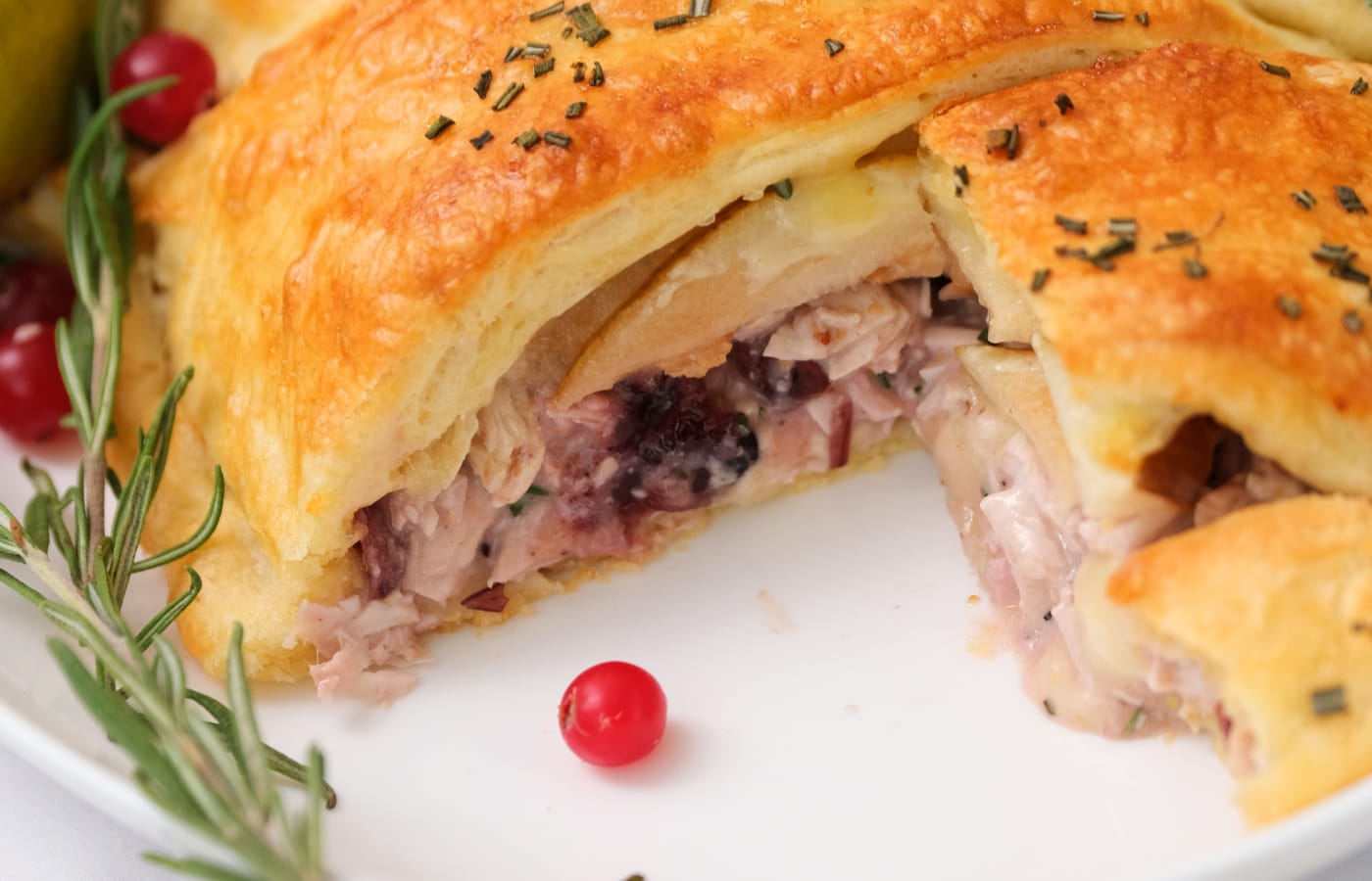 Cranberry Pear Turkey Crescent Braid - Reluctant Entertainer