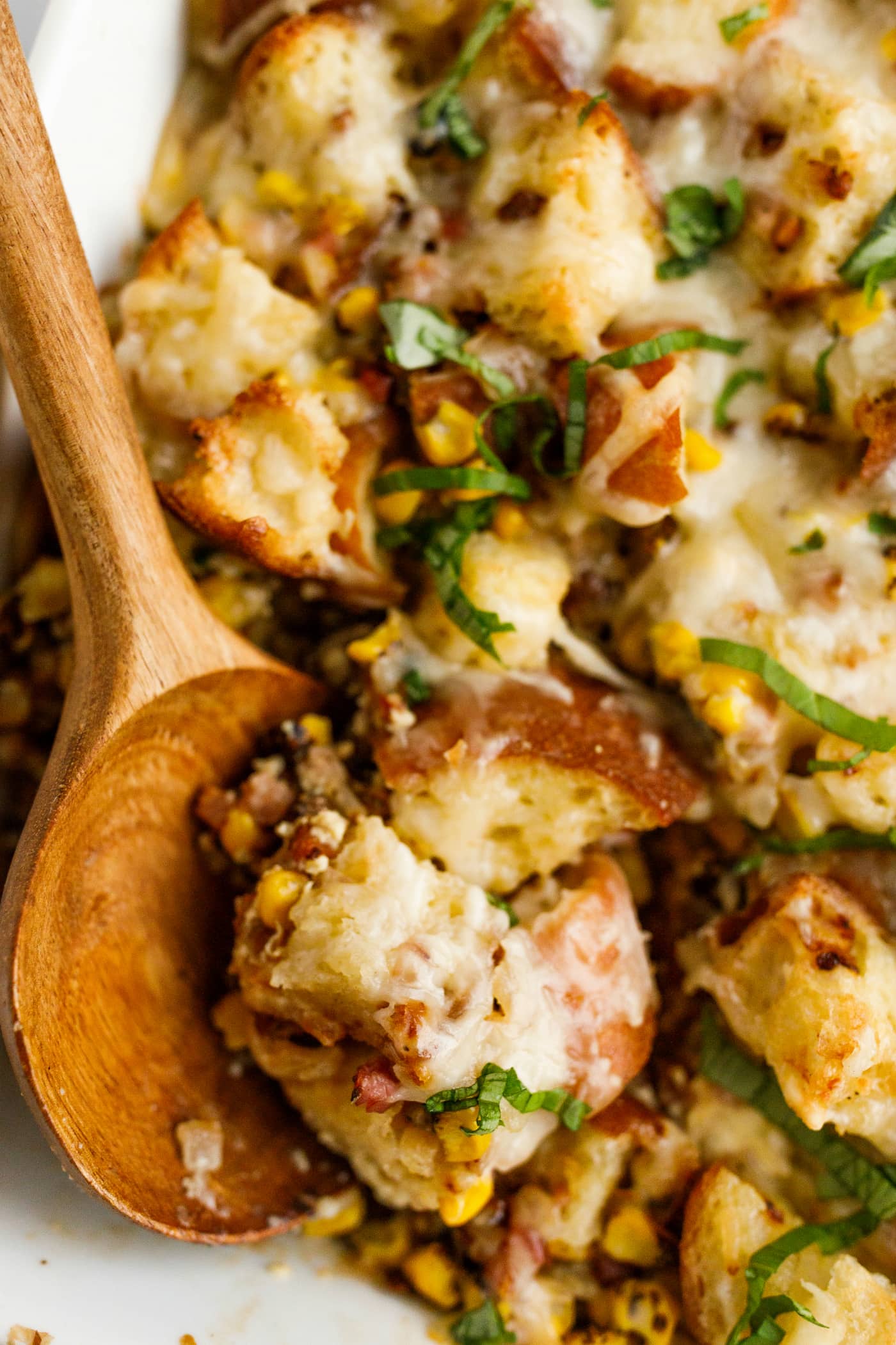 Pancetta Ciabatta Corn Pudding - Reluctant Entertainer