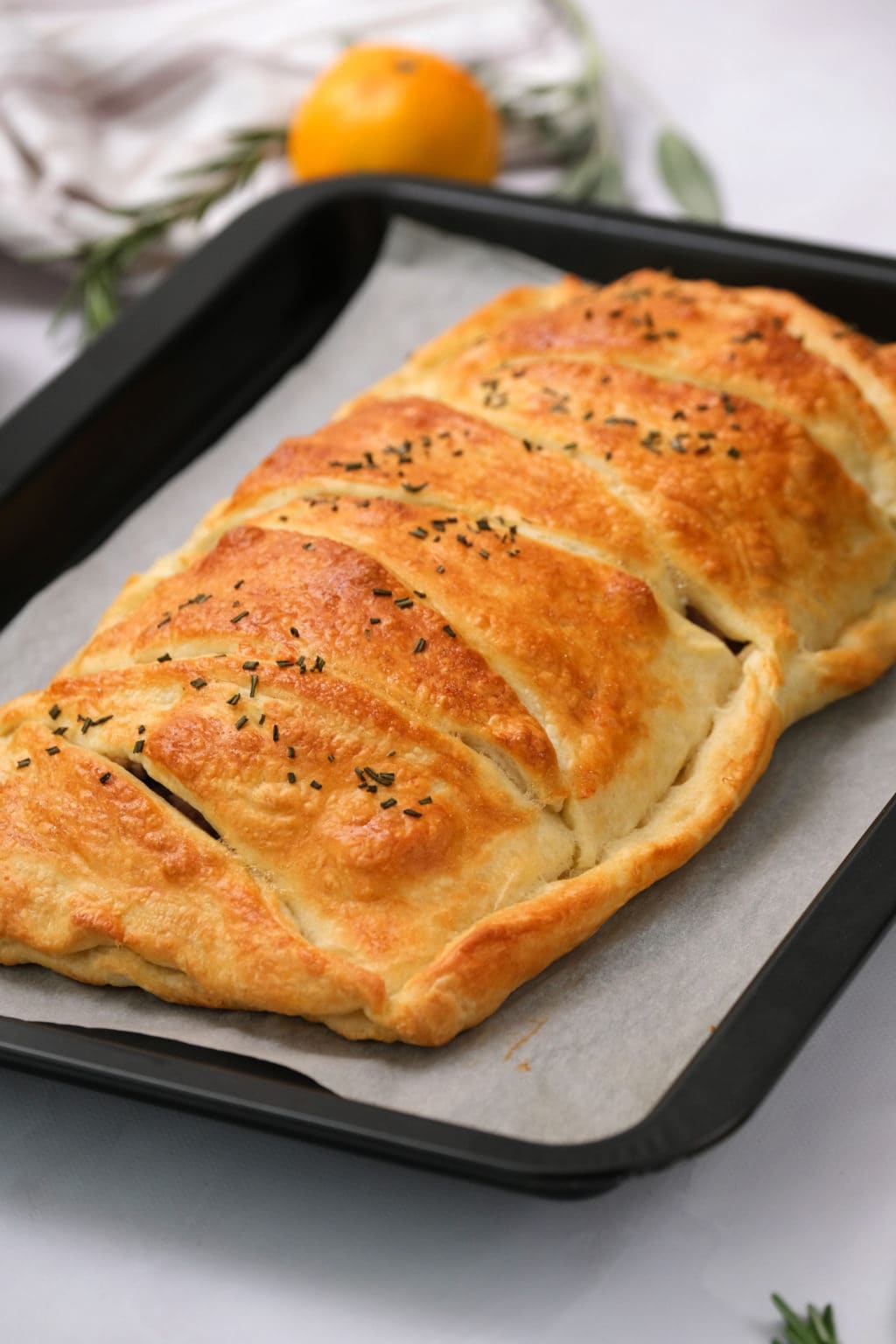 Cranberry Pear Turkey Crescent Braid - Reluctant Entertainer