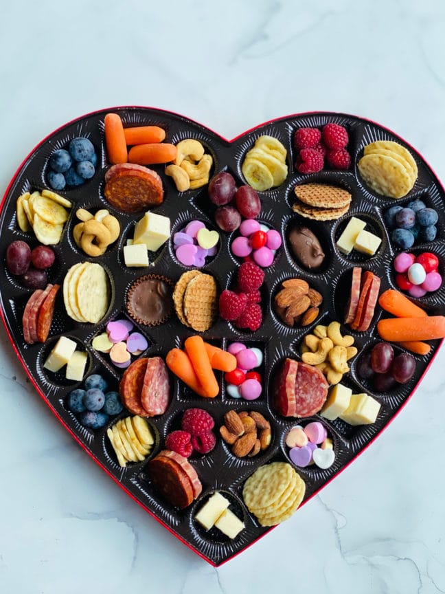 Heart Box Snack Tray Recipe - Reluctant Entertainer