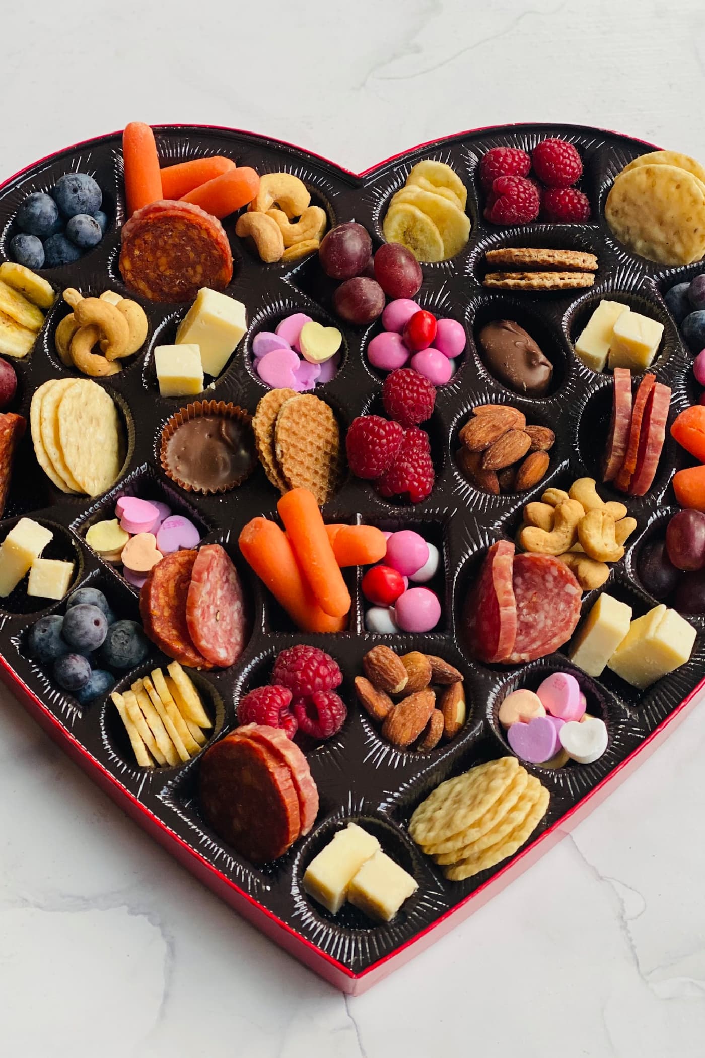 Heart Box Snack Tray Recipe - Reluctant Entertainer