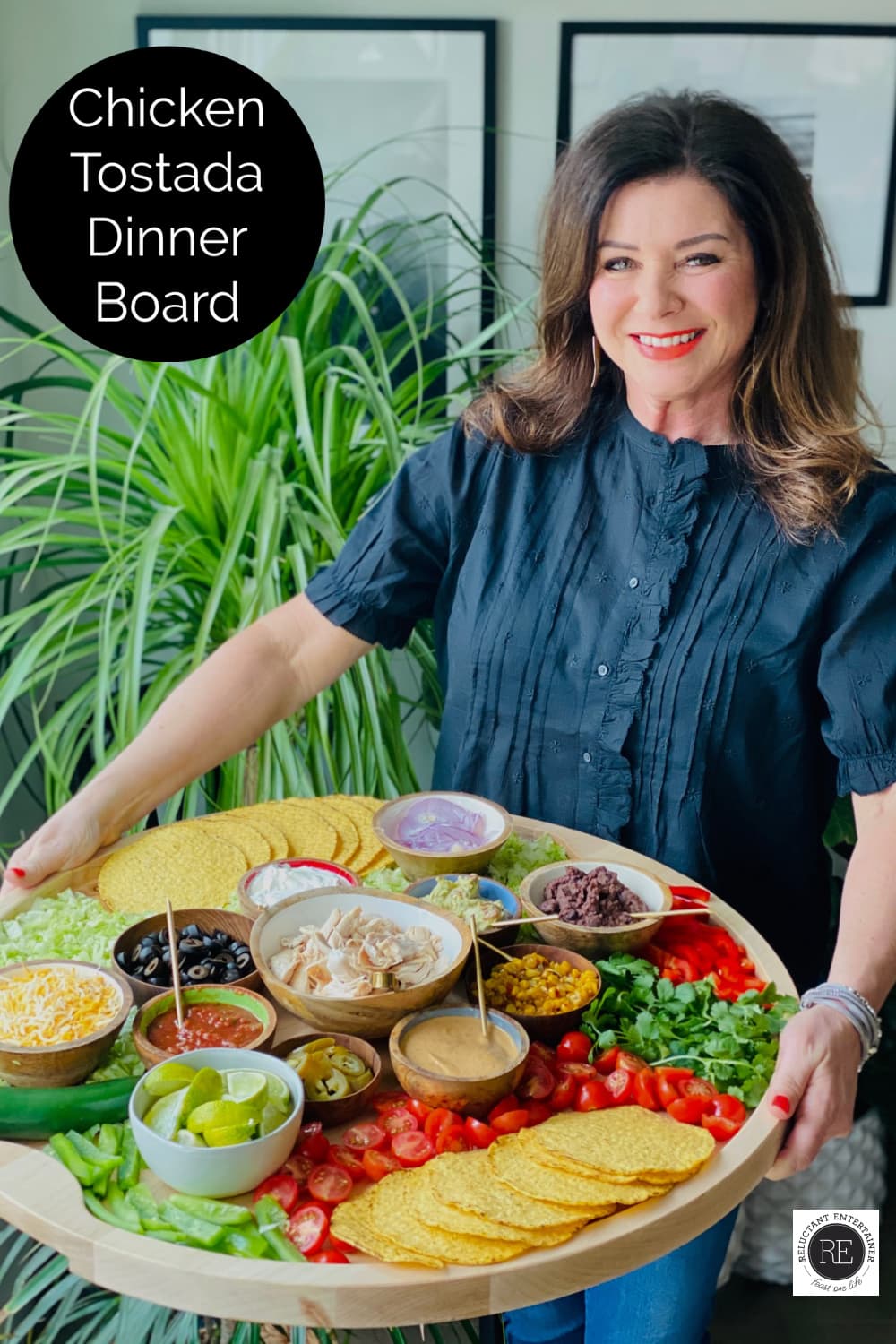 Chicken Tostada Dinner Board - Reluctant Entertainer