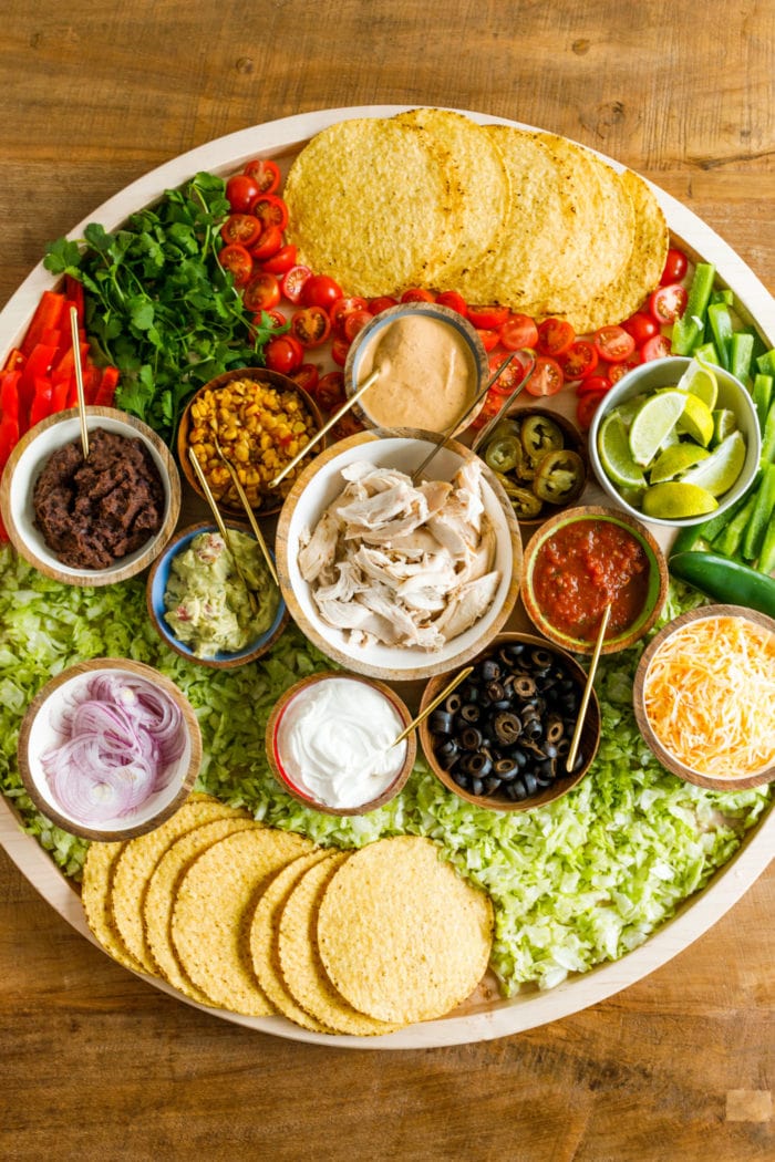 Chicken Tostada Dinner Board - Reluctant Entertainer