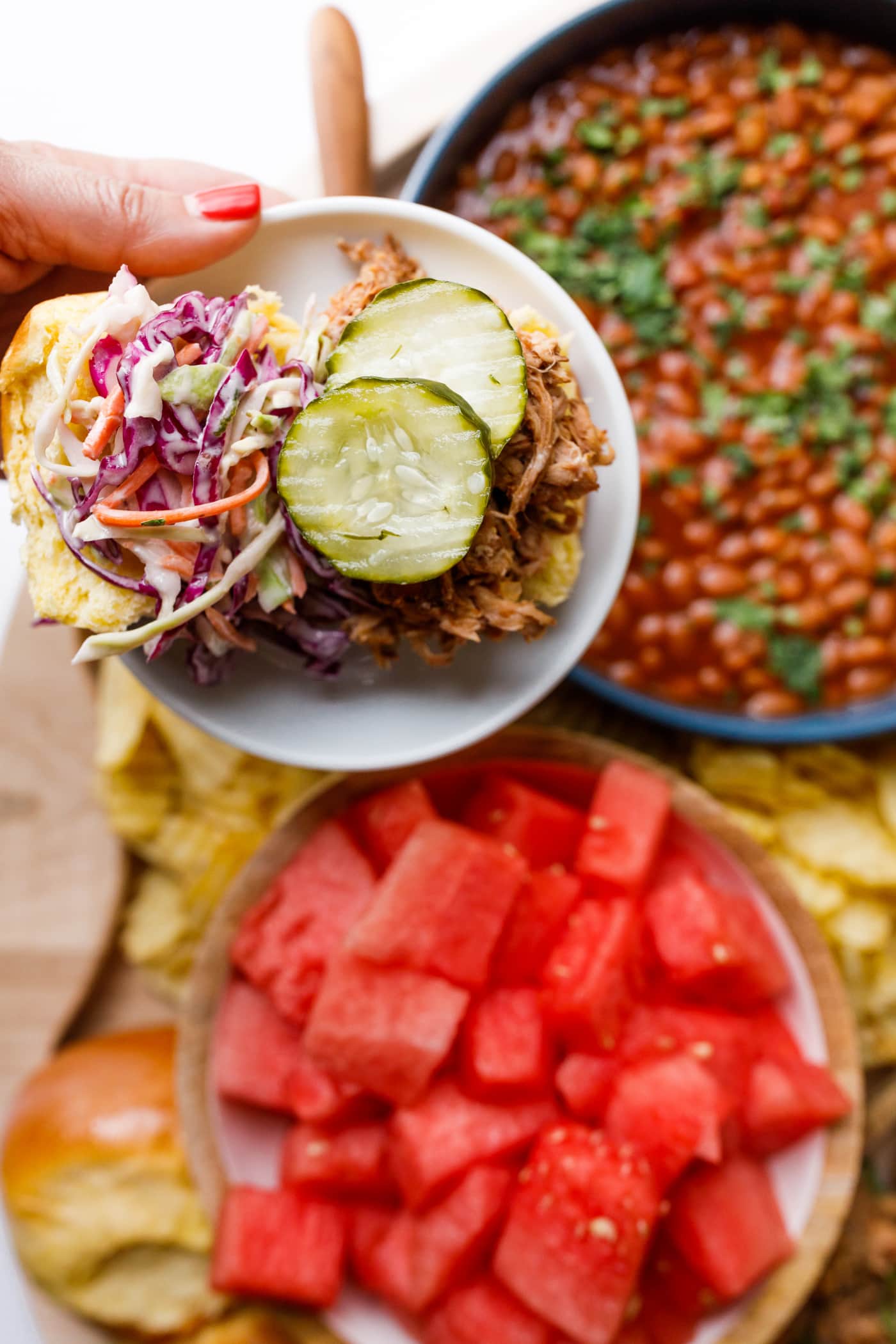 BBQ Pork Slider Board with Coleslaw - Reluctant Entertainer