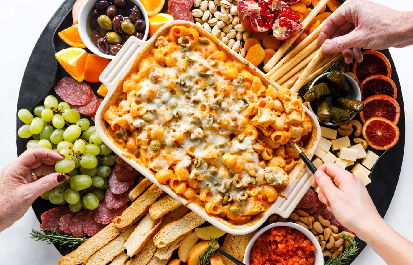 Friendsgiving Pasta Bake Board - Reluctant Entertainer