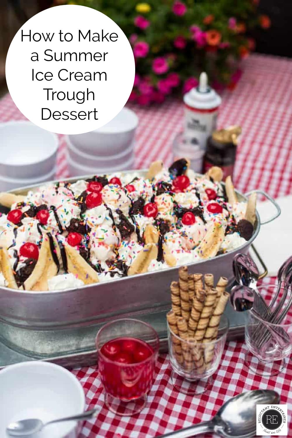 How to Make a Summer Ice Cream Trough Dessert - Reluctant Entertainer