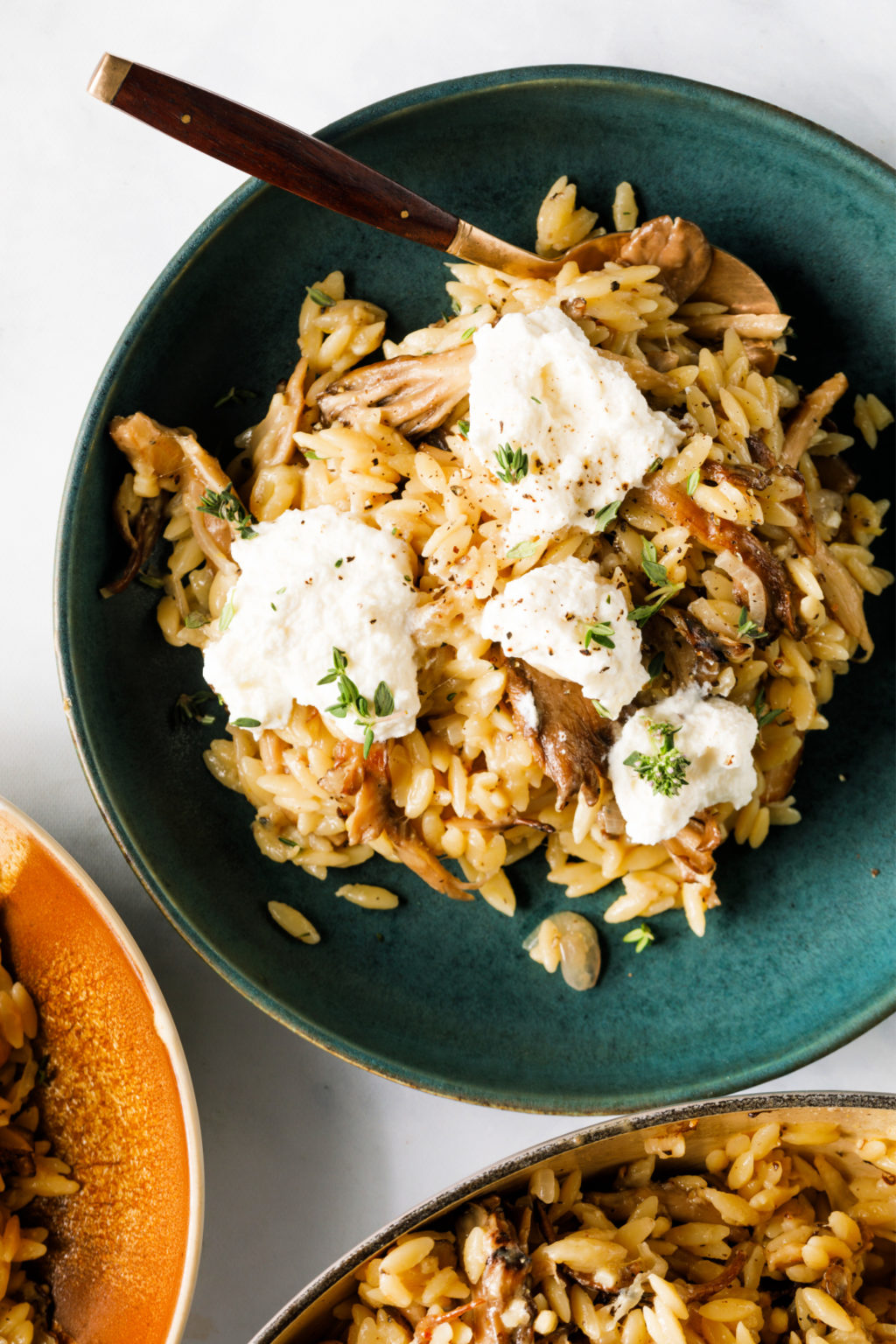 Creamy Mushroom Orzo with Ricotta - Reluctant Entertainer