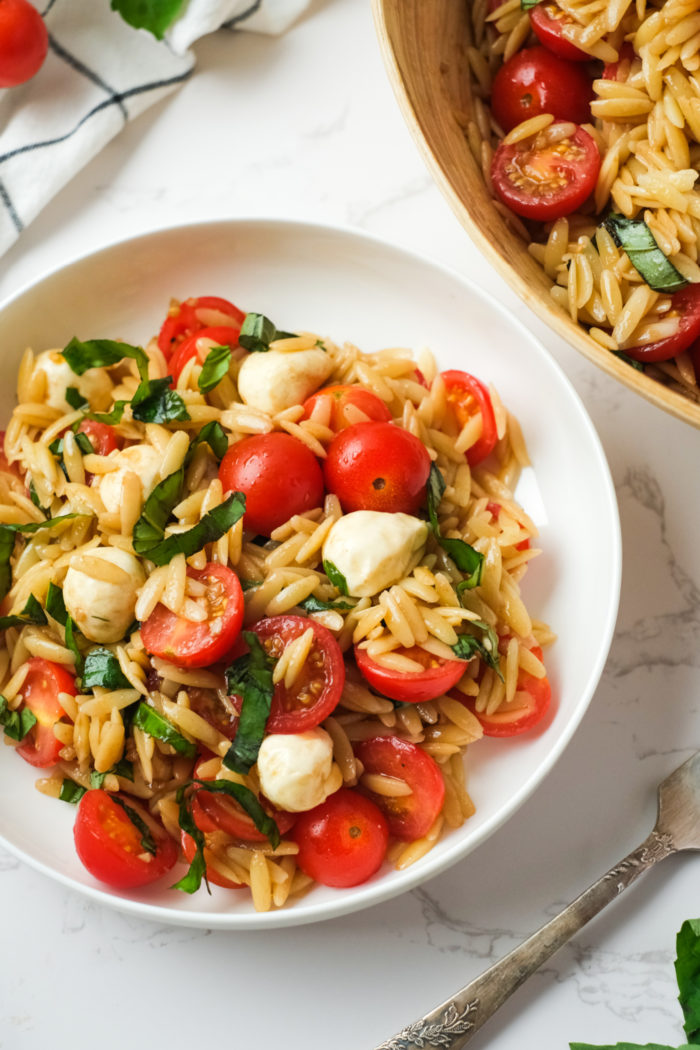 Caprese Orzo Salad - Reluctant Entertainer