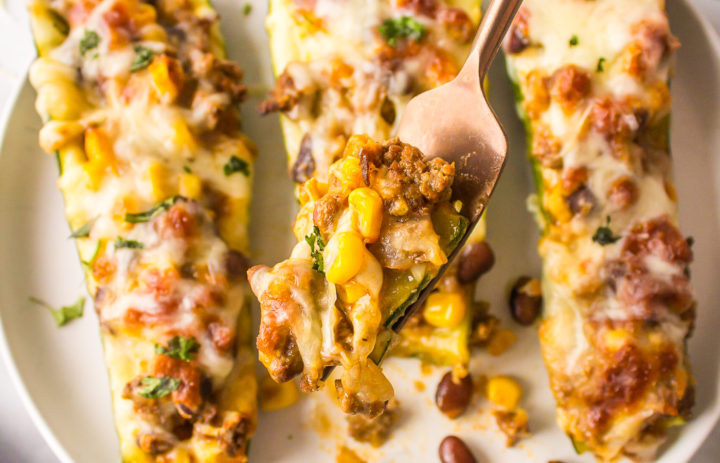 Zucchini Boats with Ground Beef - Reluctant Entertainer