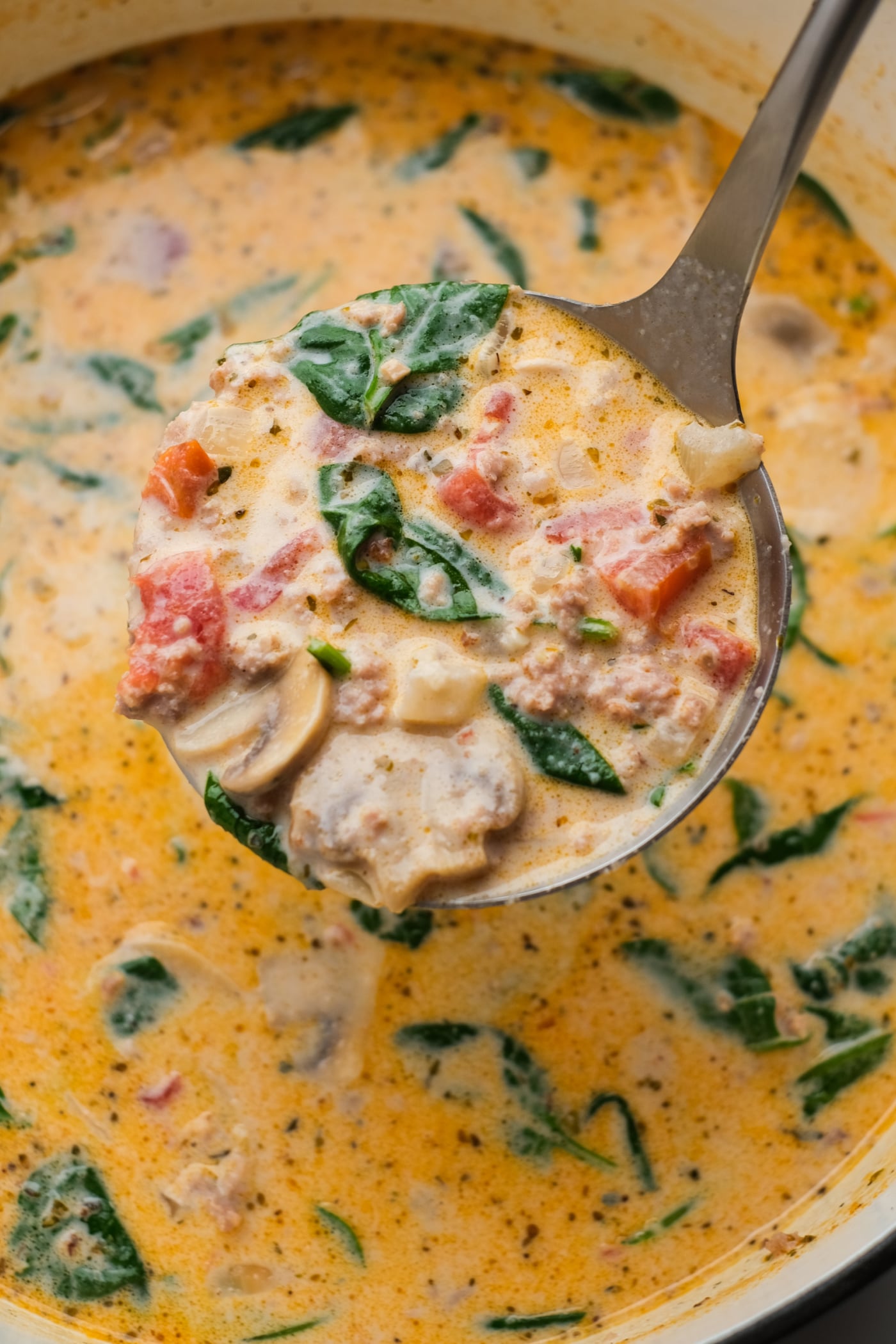 Creamy Parmesan Italian Sausage Soup - Reluctant Entertainer