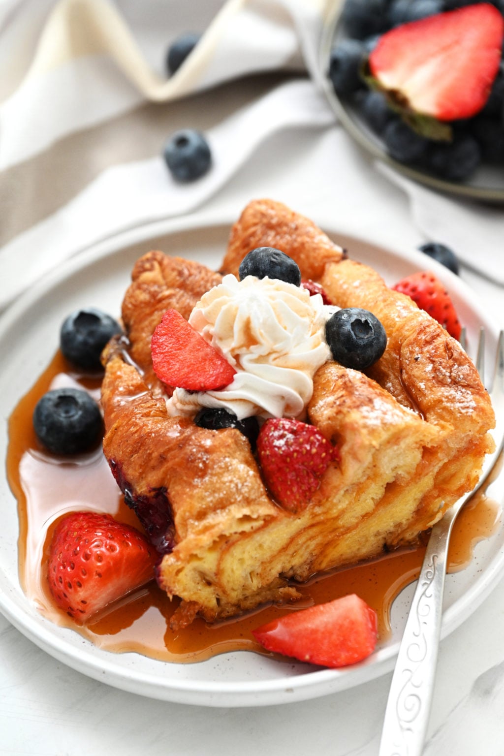 French Toast Croissant Casserole - Reluctant Entertainer