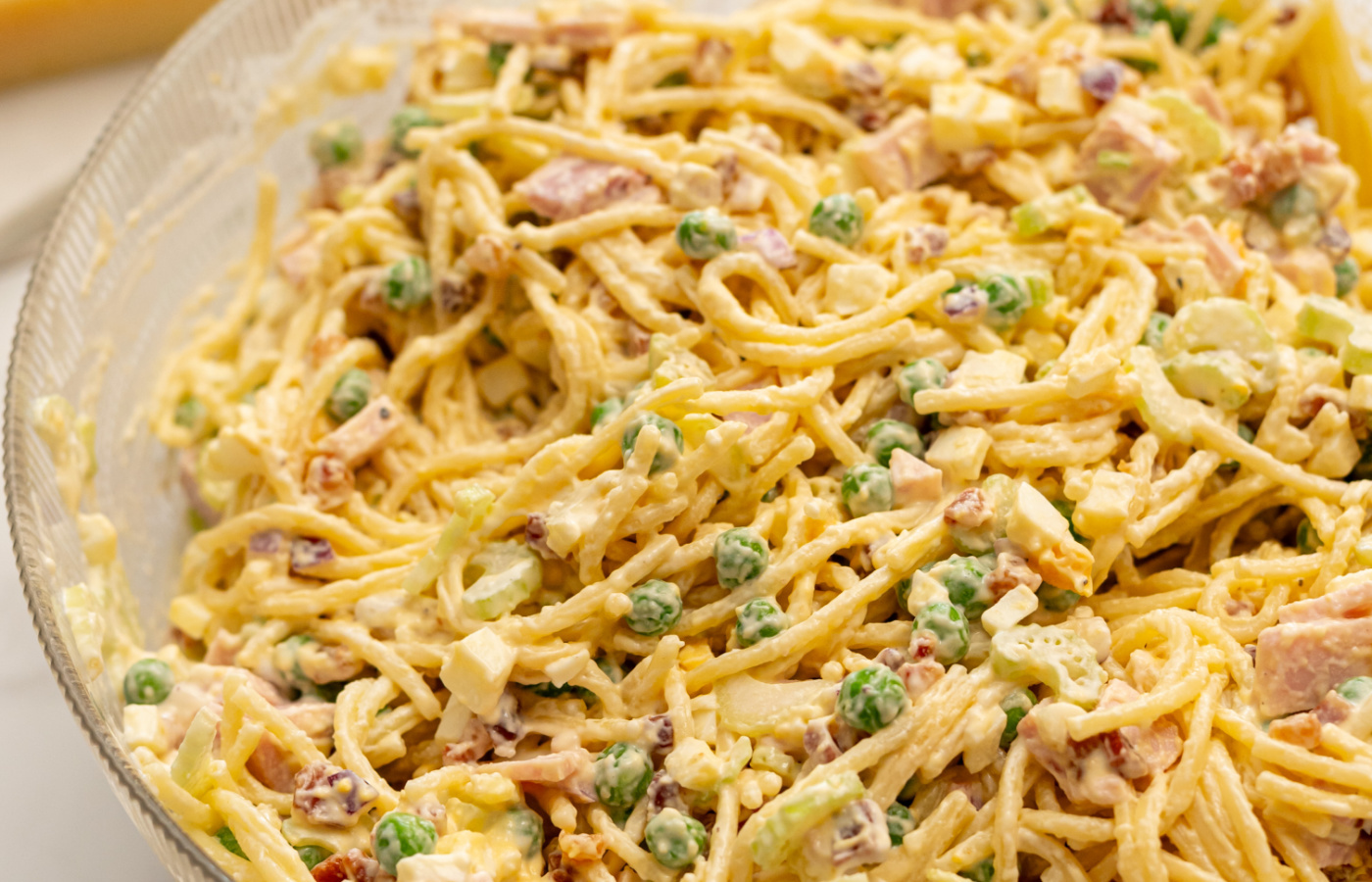 Cold Carbonara Pasta Salad - Reluctant Entertainer