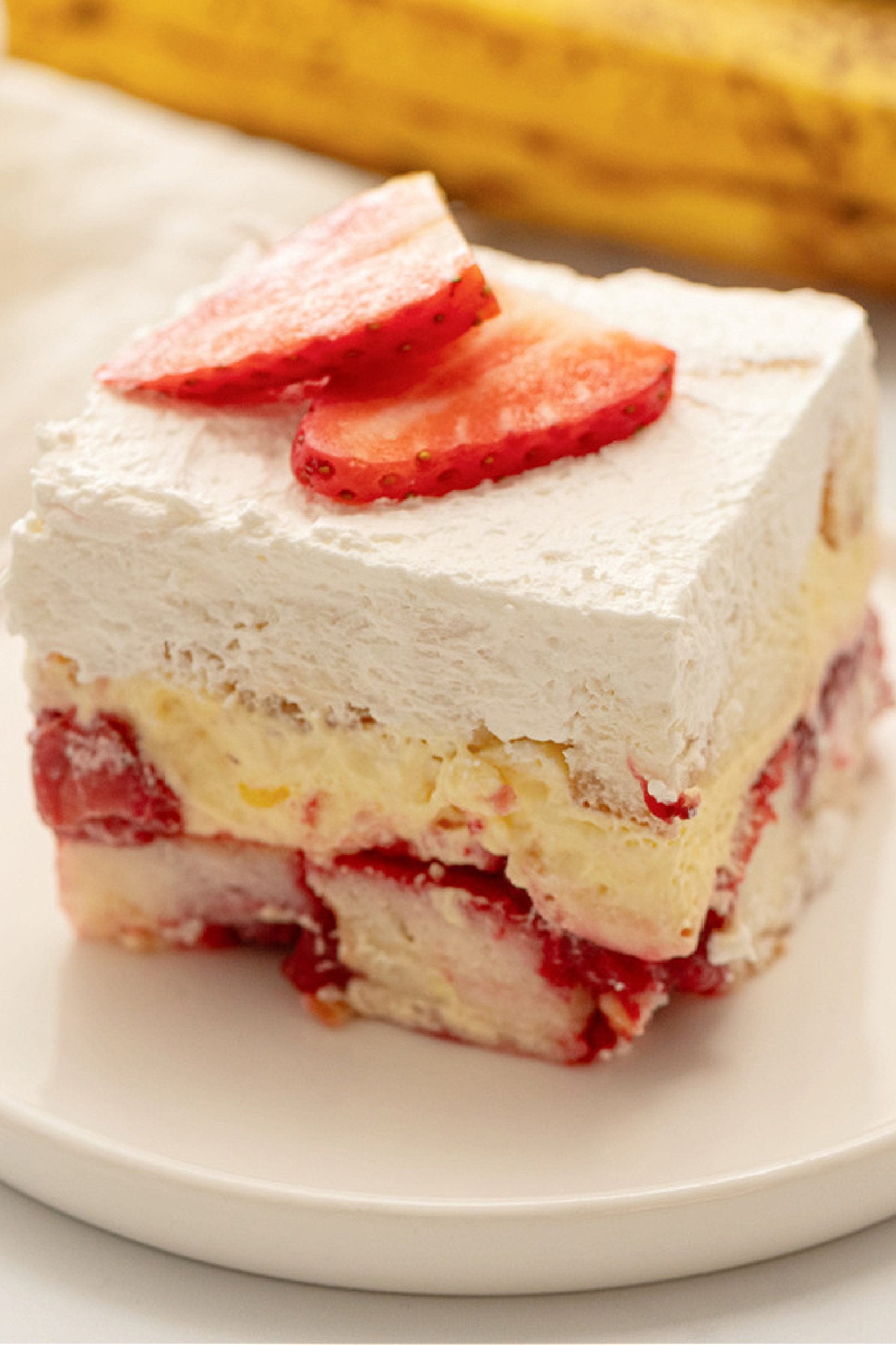 Strawberry Banana Pudding Cake - Reluctant Entertainer