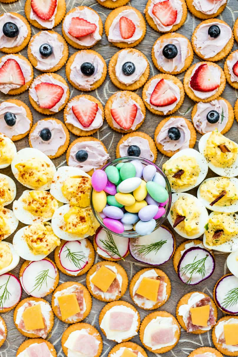 Deviled Egg Snack Board (Easter Charcuterie Board) - Reluctant Entertainer