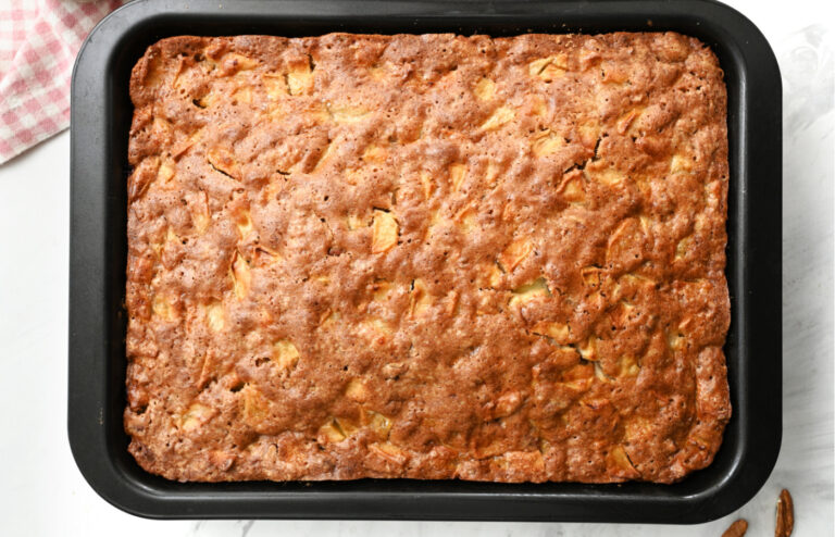 Apple Pecan Cake with Caramel Glaze - Reluctant Entertainer